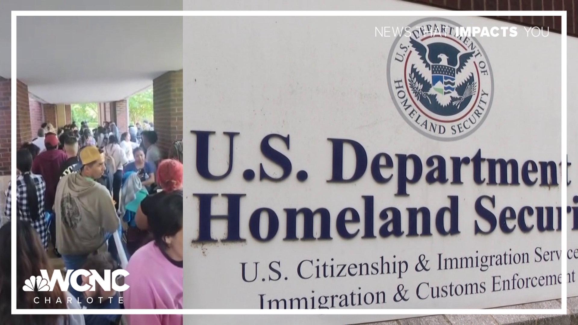 Crowds gather at Homeland Security office in Charlotte