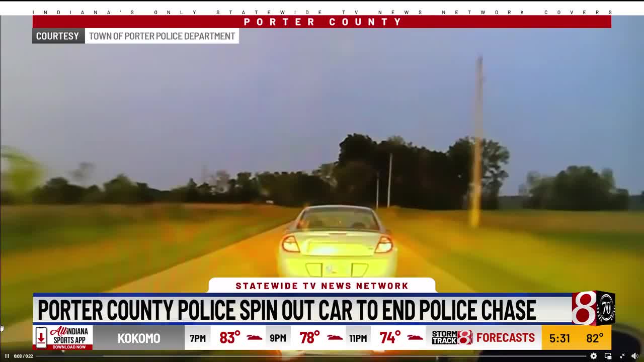 Porter County police spin out car to end police chase