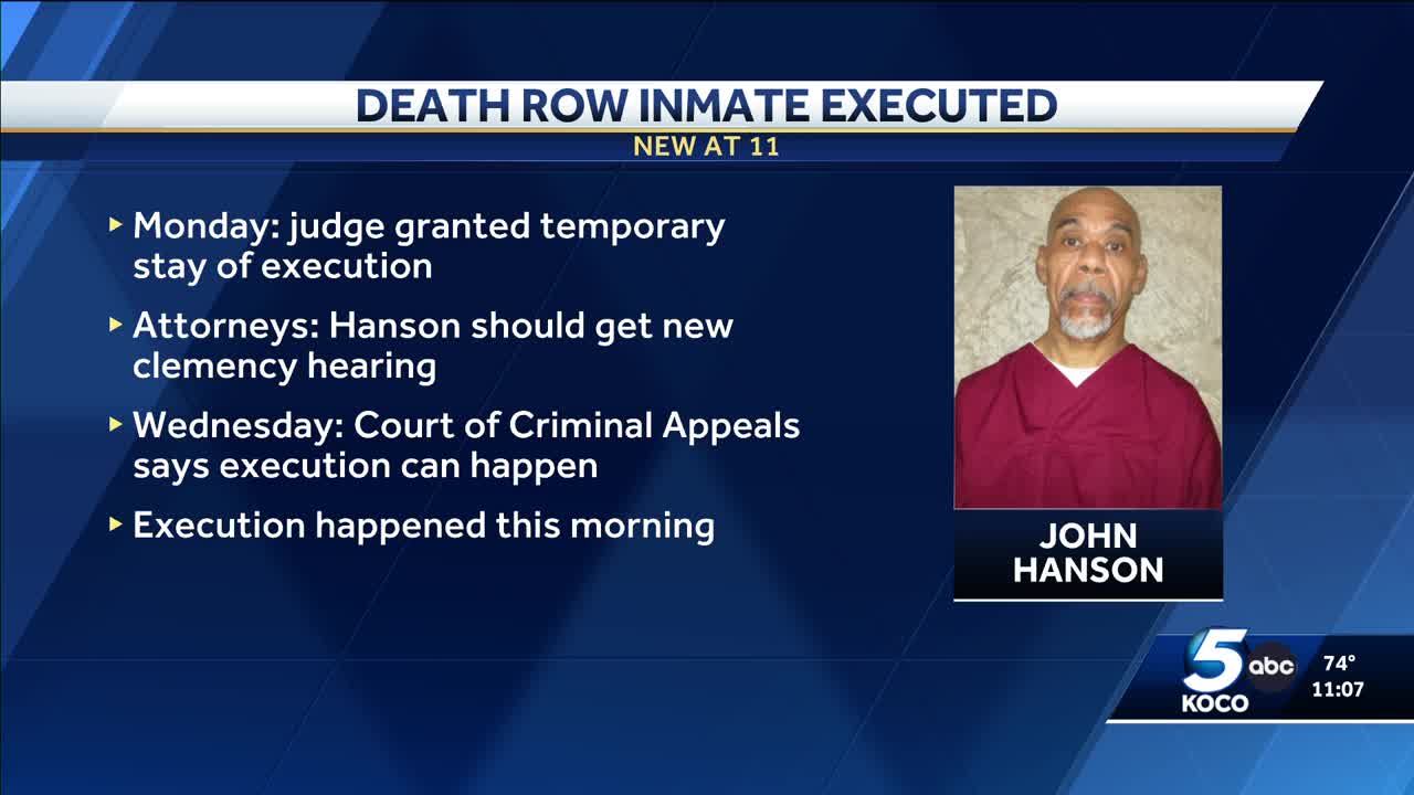 Oklahoma executes death row inmate John Hanson for 1999 murder of 77 ...