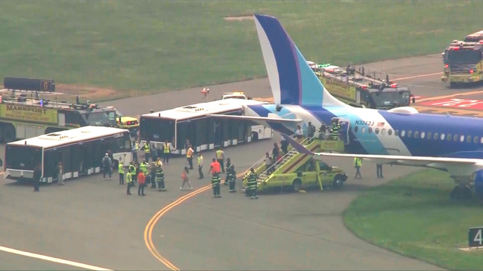 JetBlue flight rolls into grass after landing at Boston's Logan airport