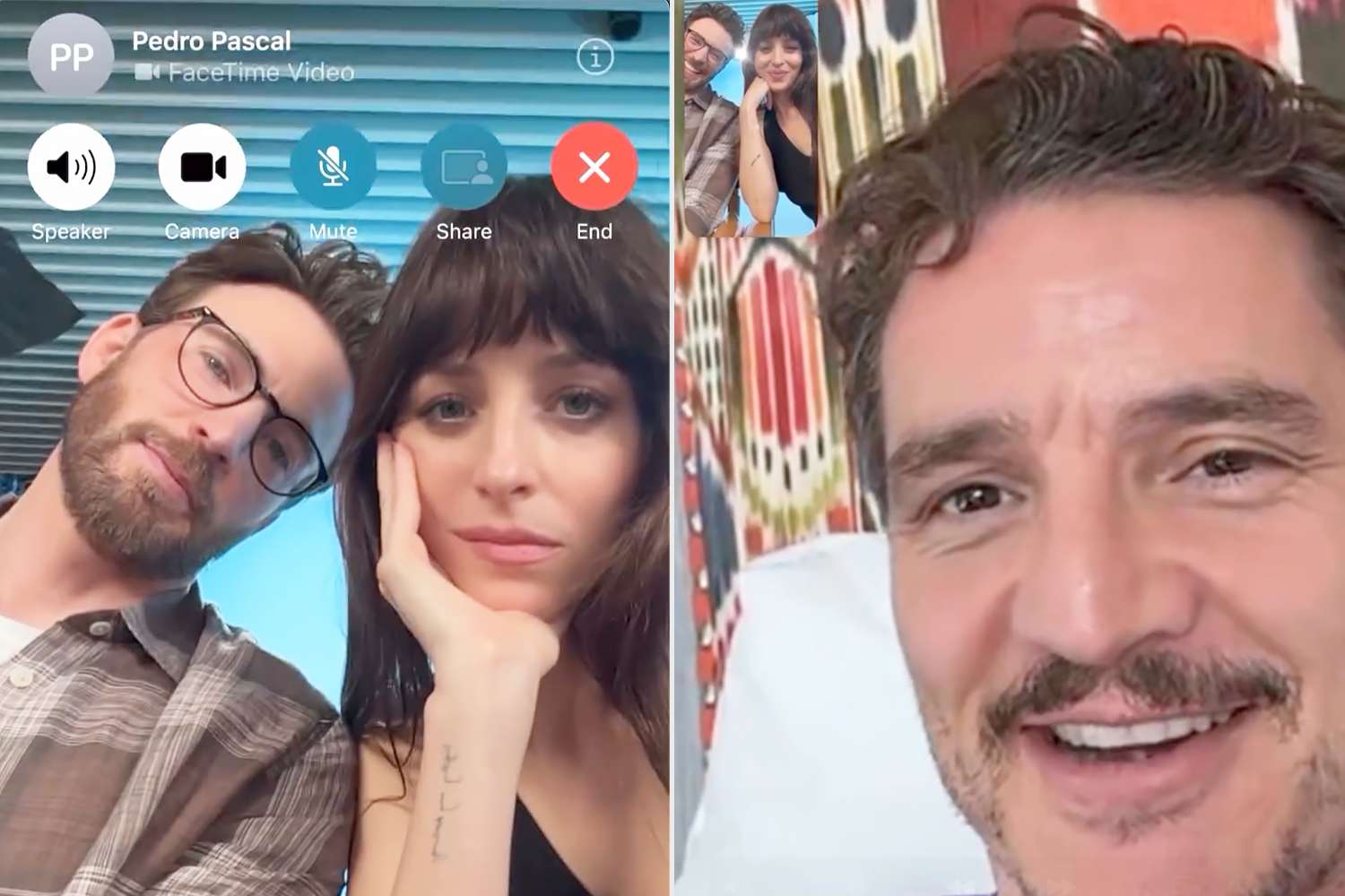 Chris Evans and Dakota Johnson call Pedro Pascal for wholesome goodnight prank: 'I'm supposed to ...
