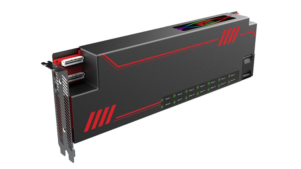 This GPU-like internal card combines 28 M.2 SSDs to offer up to 109GB/s ...