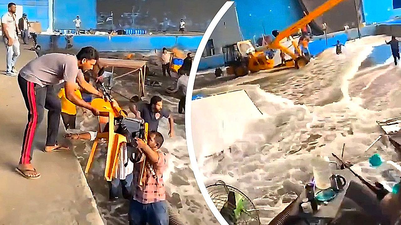 'Tsunami' wave washes away movie set after water tank bursts in India
