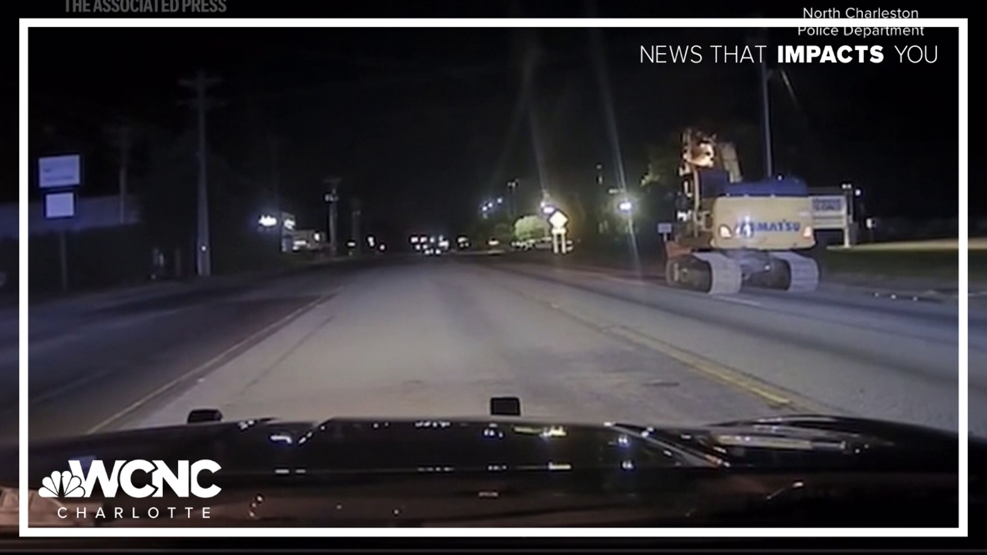 WATCH: Stolen excavator leads police on a slow-speed chase