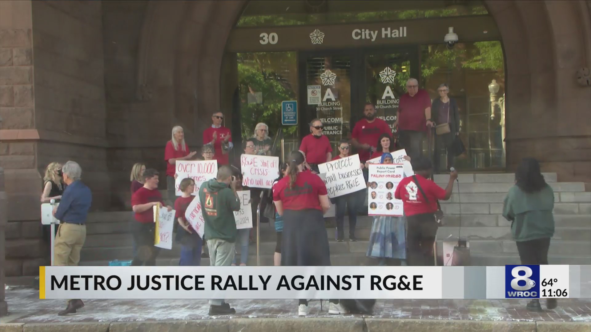Metro Justice and allies rally at City Hall against RG&E Thursday