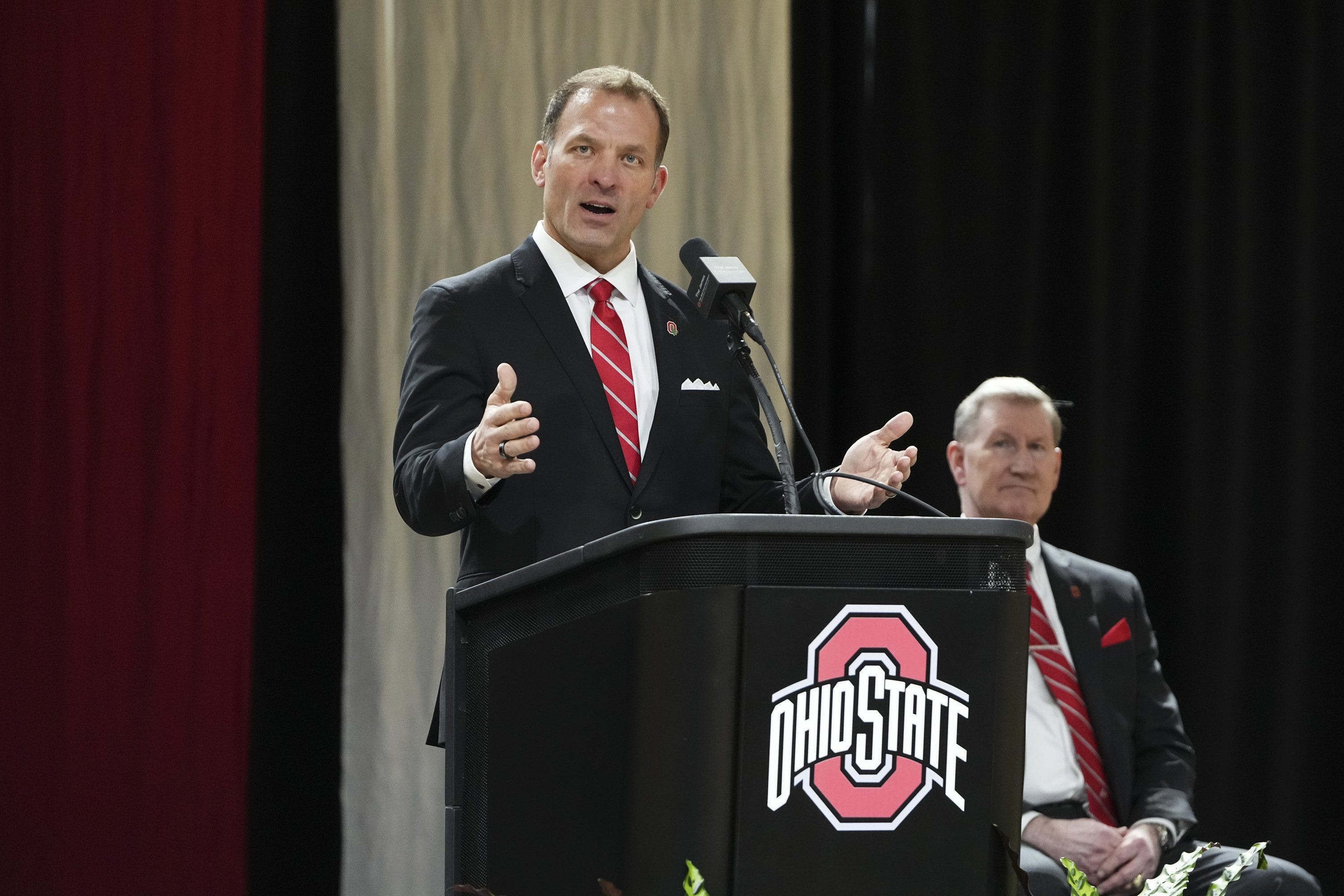 Ohio State Athletic Director Ross Bjork meets with media to discuss ...