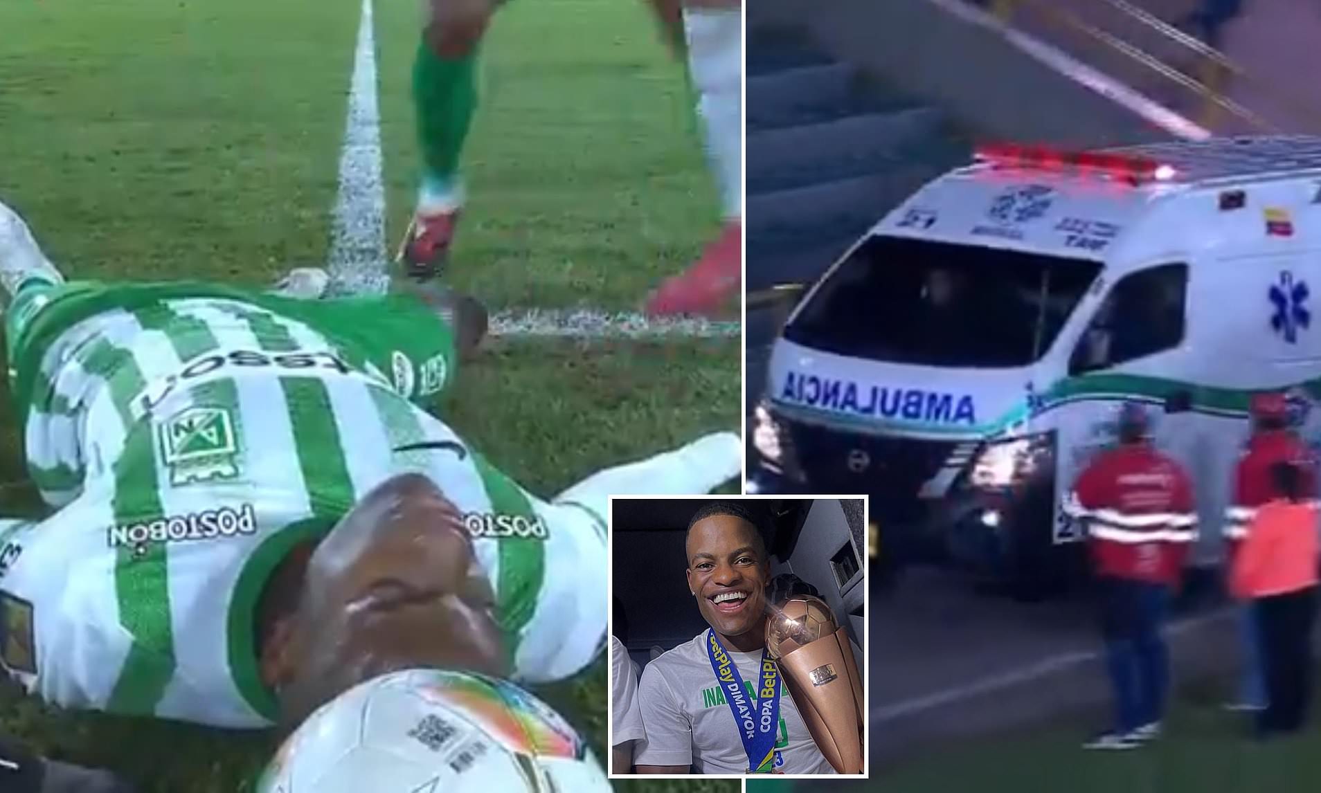 Treble-winning footballer collapses on pitch mid-match before ambulance ...