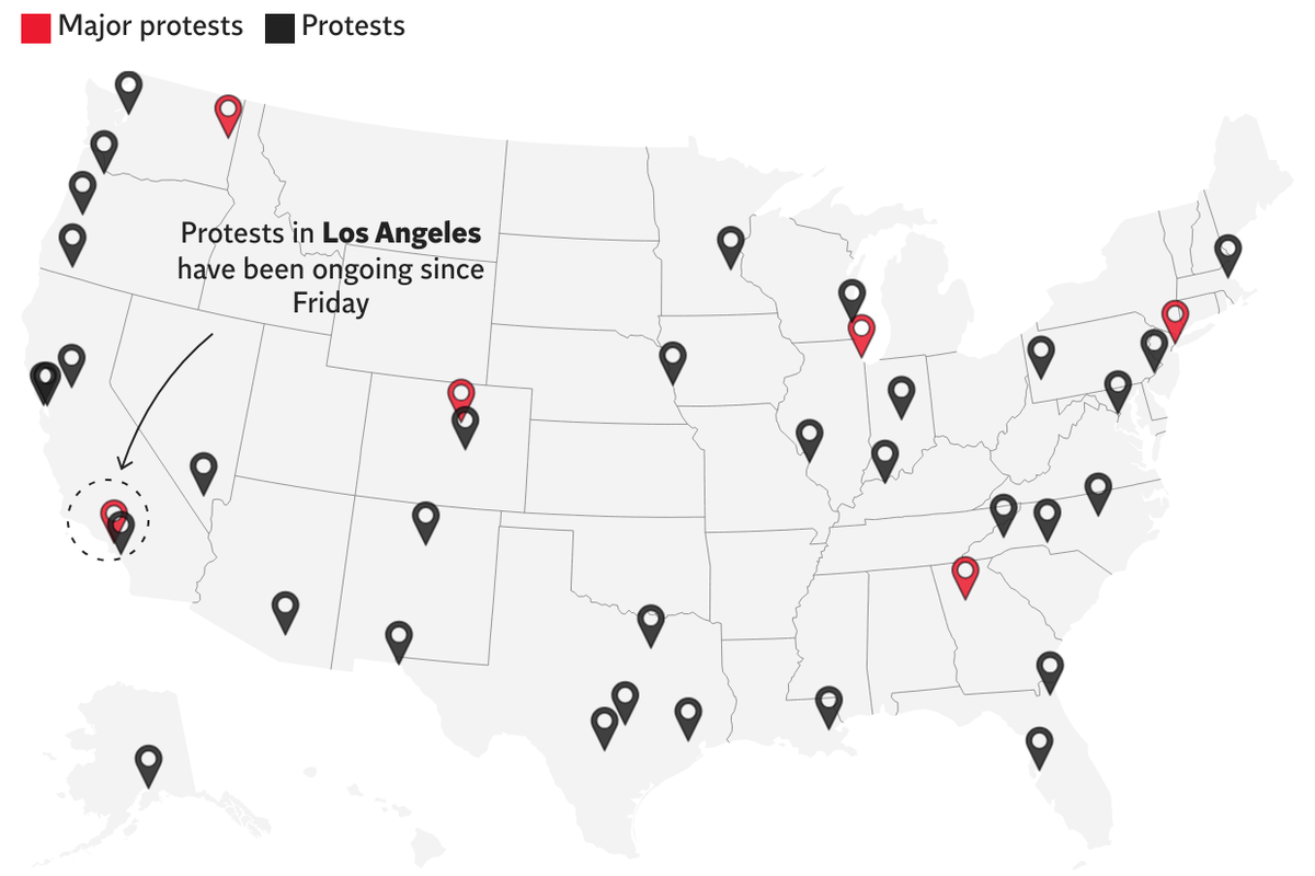 Mapped: the 40 cities where anti-ICE protests have erupted across the US