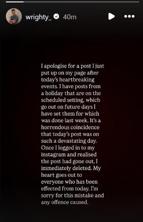 Tom Fletcher and Mark Wright apologise for 'insensitive' posts after ...