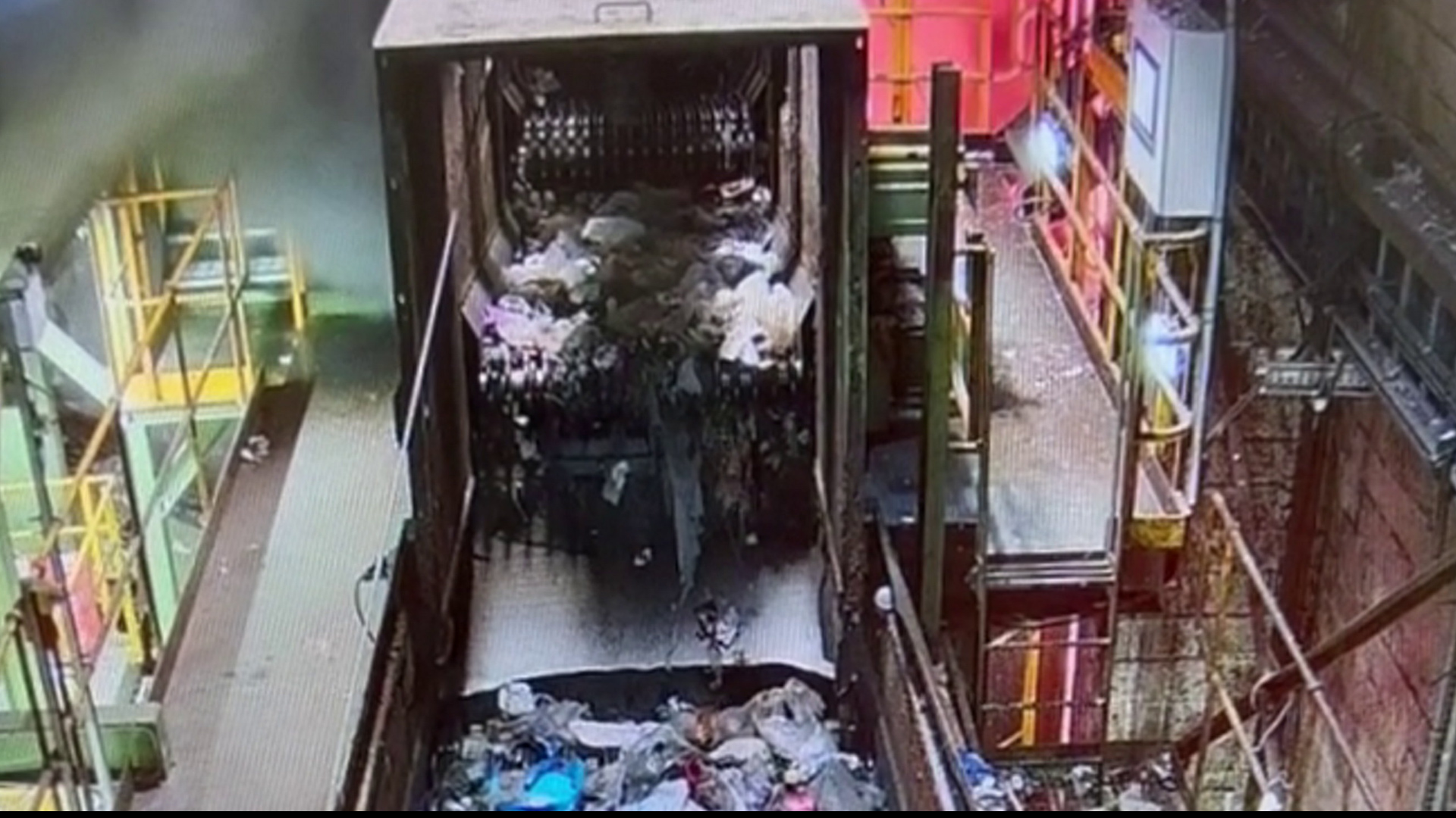 Moment suspected discarded vape sparked fire at waste management facility