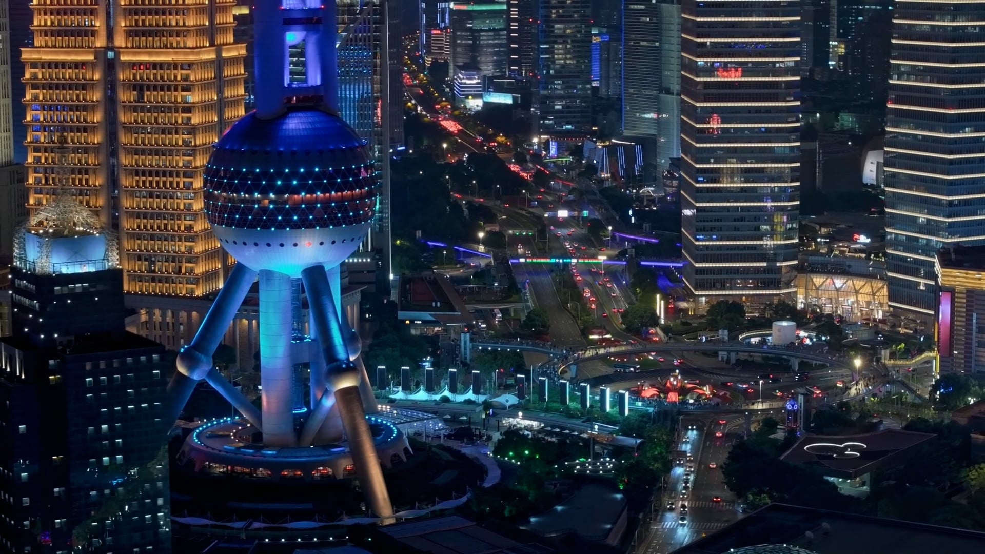 Shanghai's Pearl Tower: A Drone’s View of Futuristic Majesty