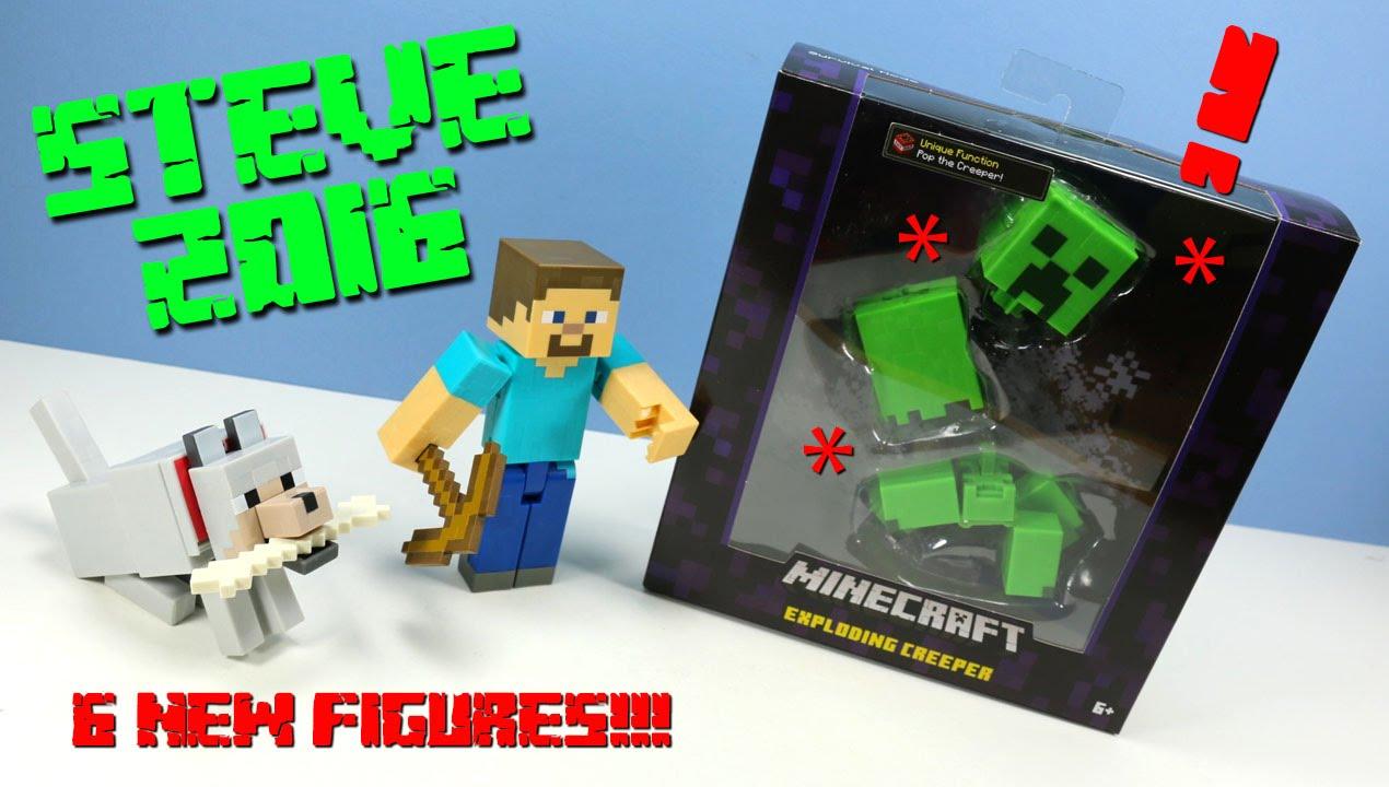 Minecraft 2016 Mattel 5 Inch Action Figures Mining Steve Tame-able Wolf ...