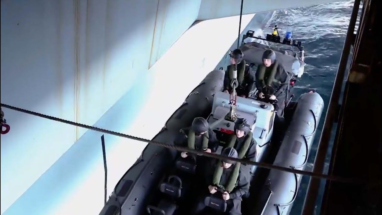 Man Overboard Exercise Aboard HMS Queen Elizabeth