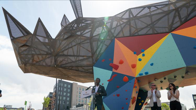 30-foot-tall rhino unveiled in Denver