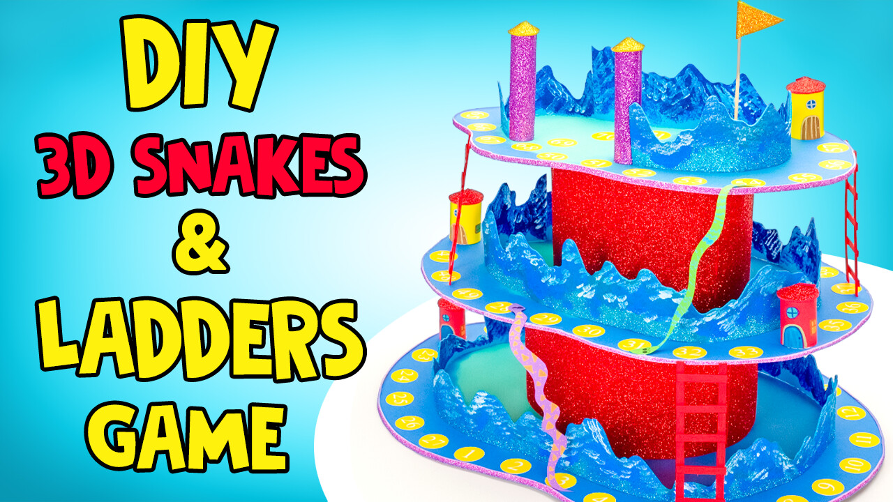 How To Make 3D Snakes & Ladders Game 🐍 ️🎲 #diy #cardboardcraft
