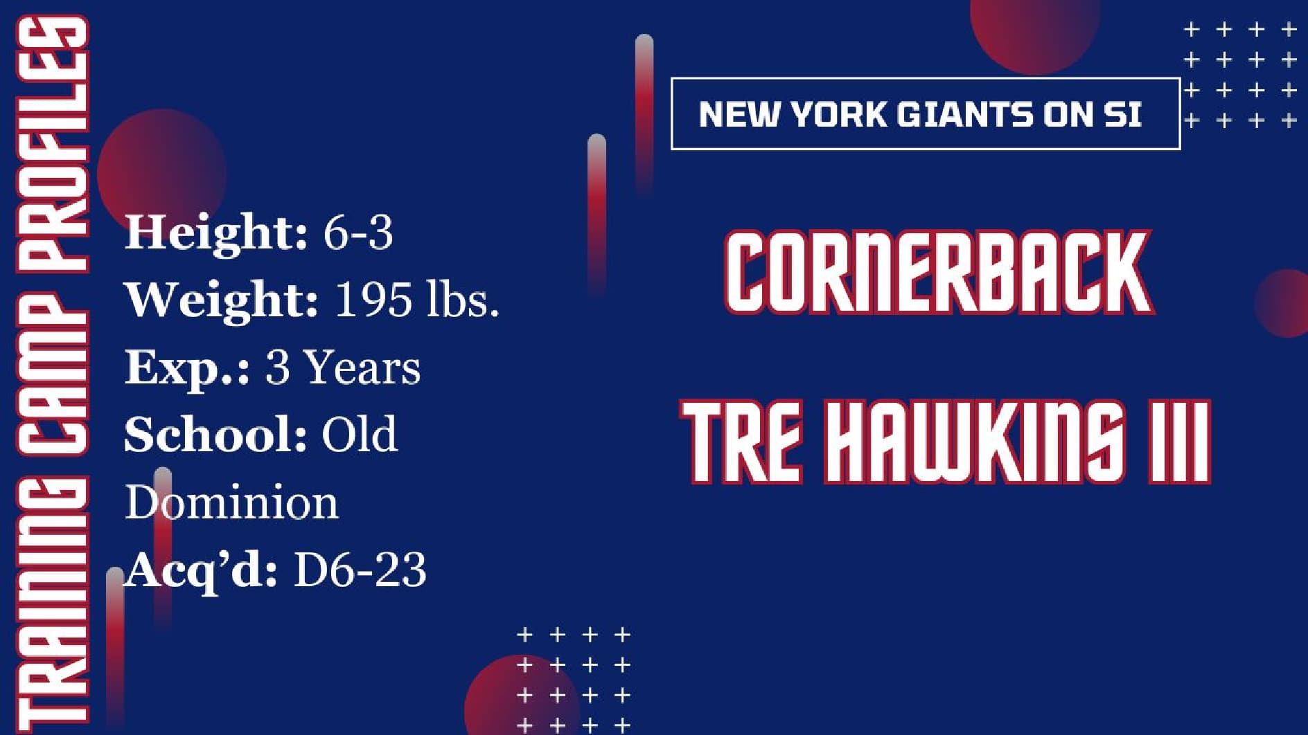 New York Giants Camp Preview - Tre Hawkins III