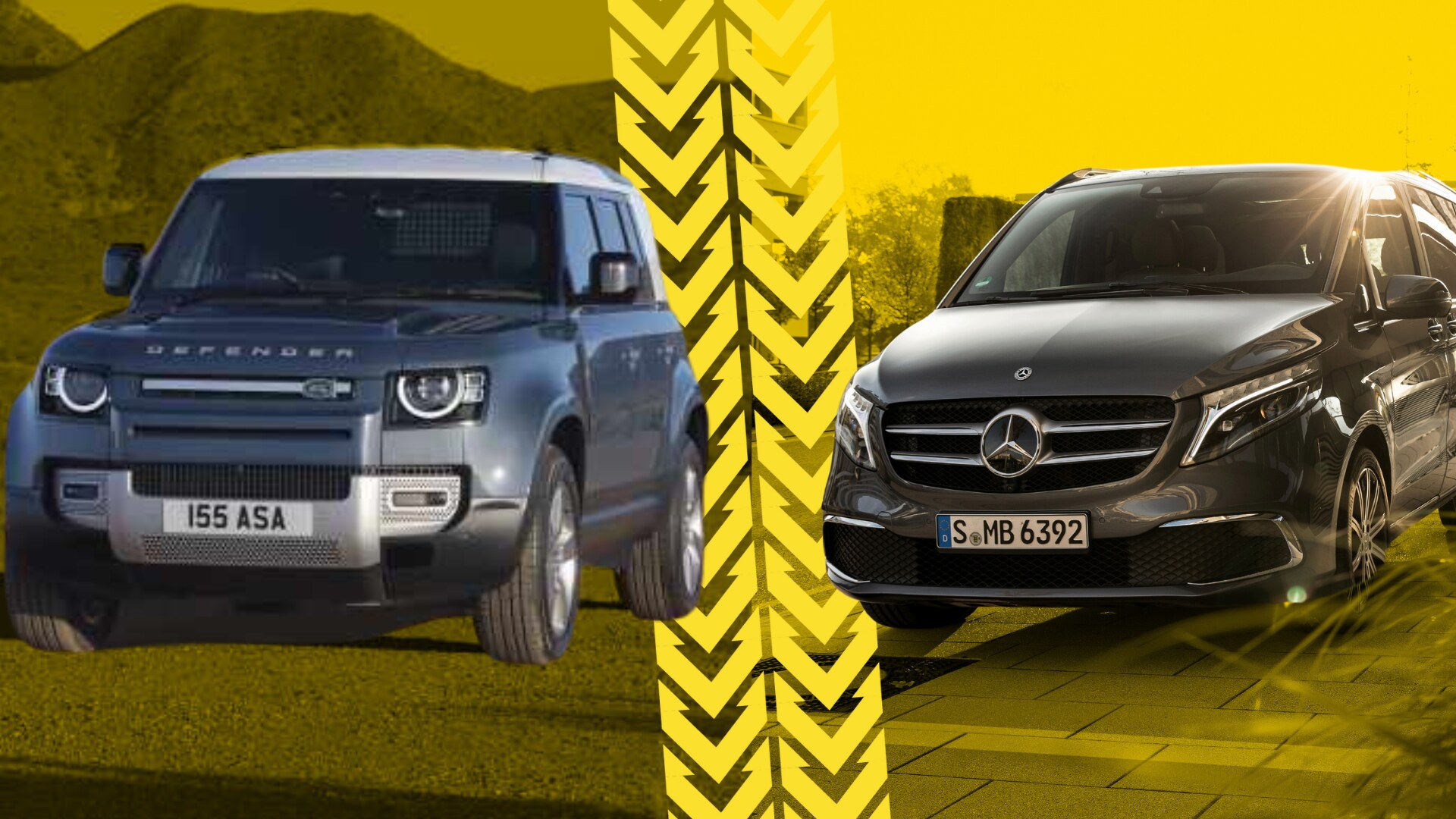 Land Rover Defender P400 vs Mercedes Classe V, aventura vs luxo