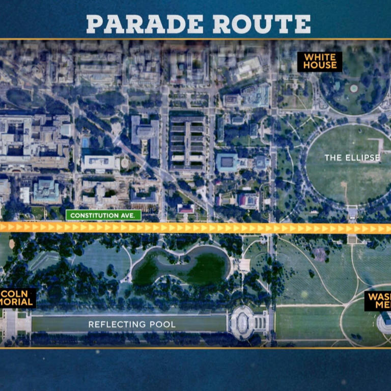 Maps show the route for Saturday's military parade in D.C.