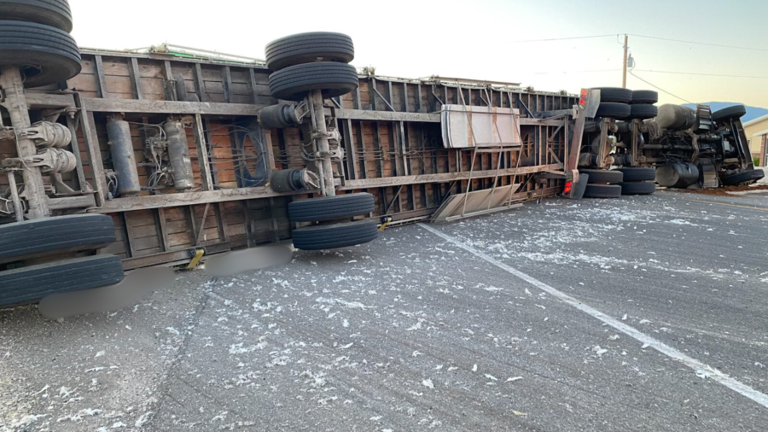 Semi-truck hauling turkeys rolls over near Gunnison