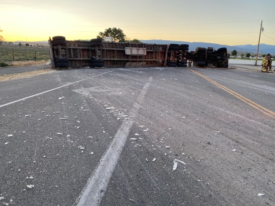 Semi-truck hauling turkeys rolls over near Gunnison