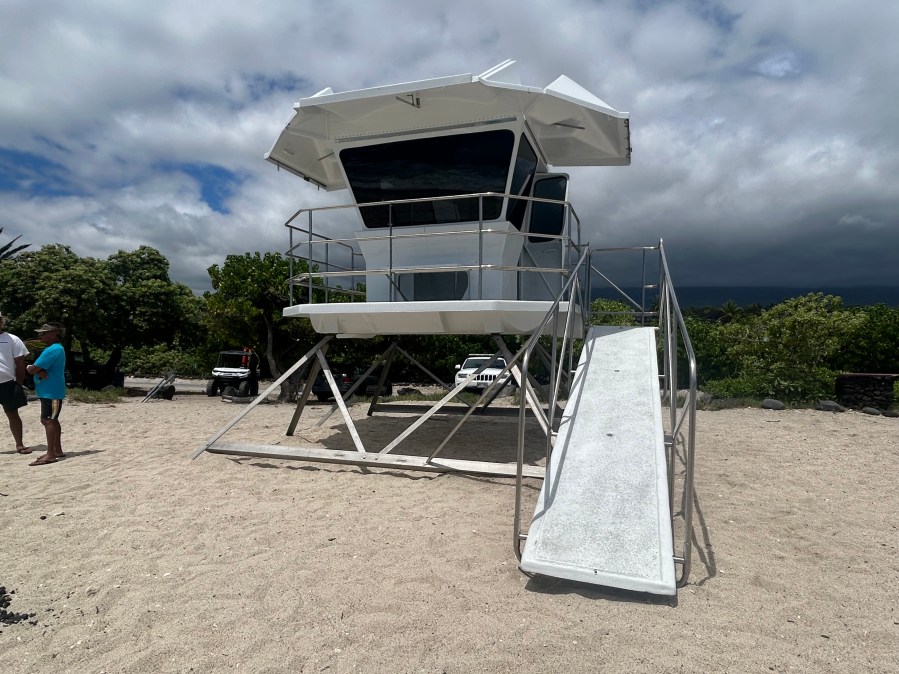 Surfer Lily Able honored with newly built lifeguard tower