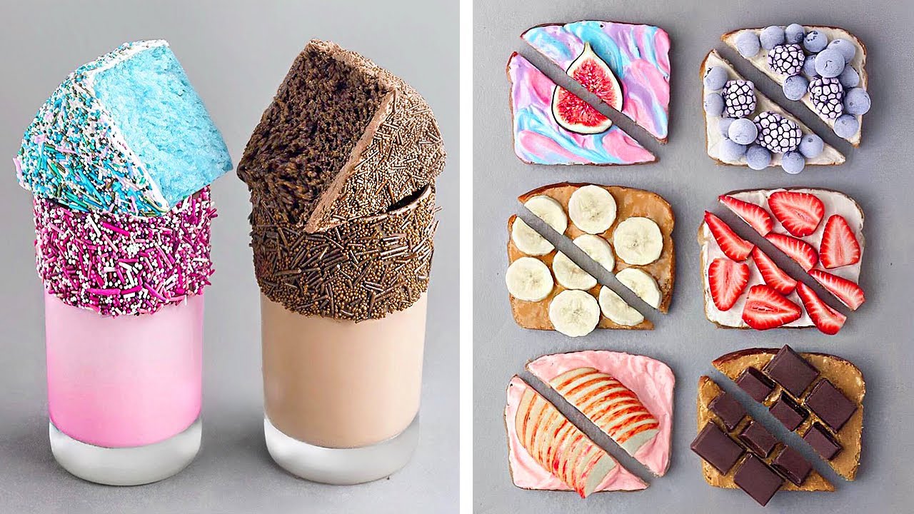 🍓 Satisfying Sprinkle Cake Drinks & Rainbow Toast Art 🥪 | DIY Creative ...