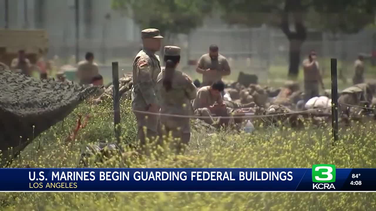 US Marines begin guarding federal buildings; LA curfew continues