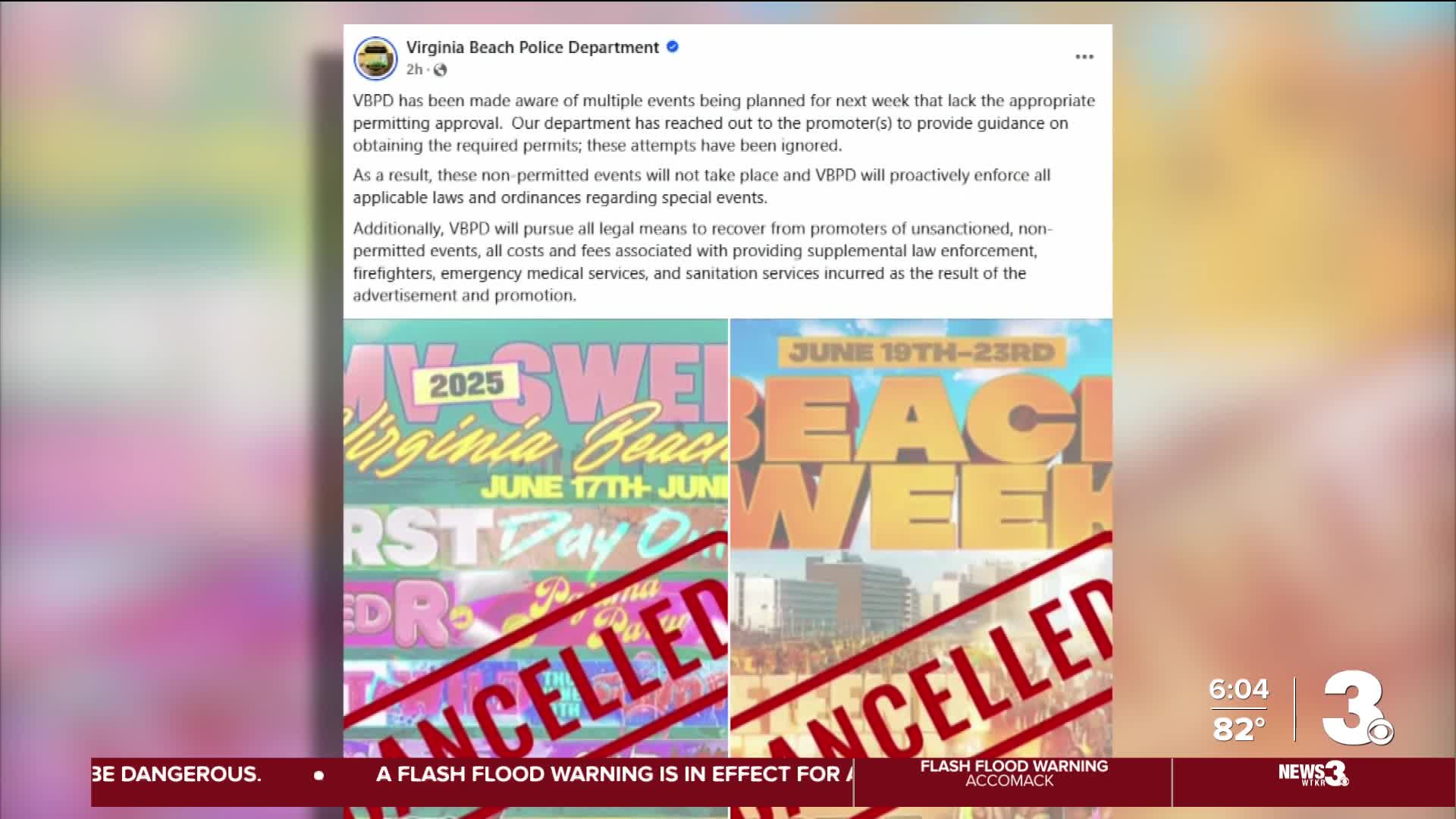 Virginia Beach police crack down on multiple non-permitted events