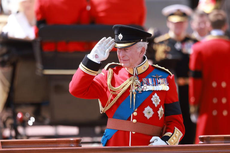 King Charles wears black armband at Trooping the Colour in tribute to ...