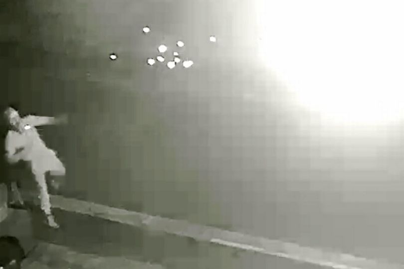 Moment thug hurls makeshift petrol bomb made from Peroni bottle