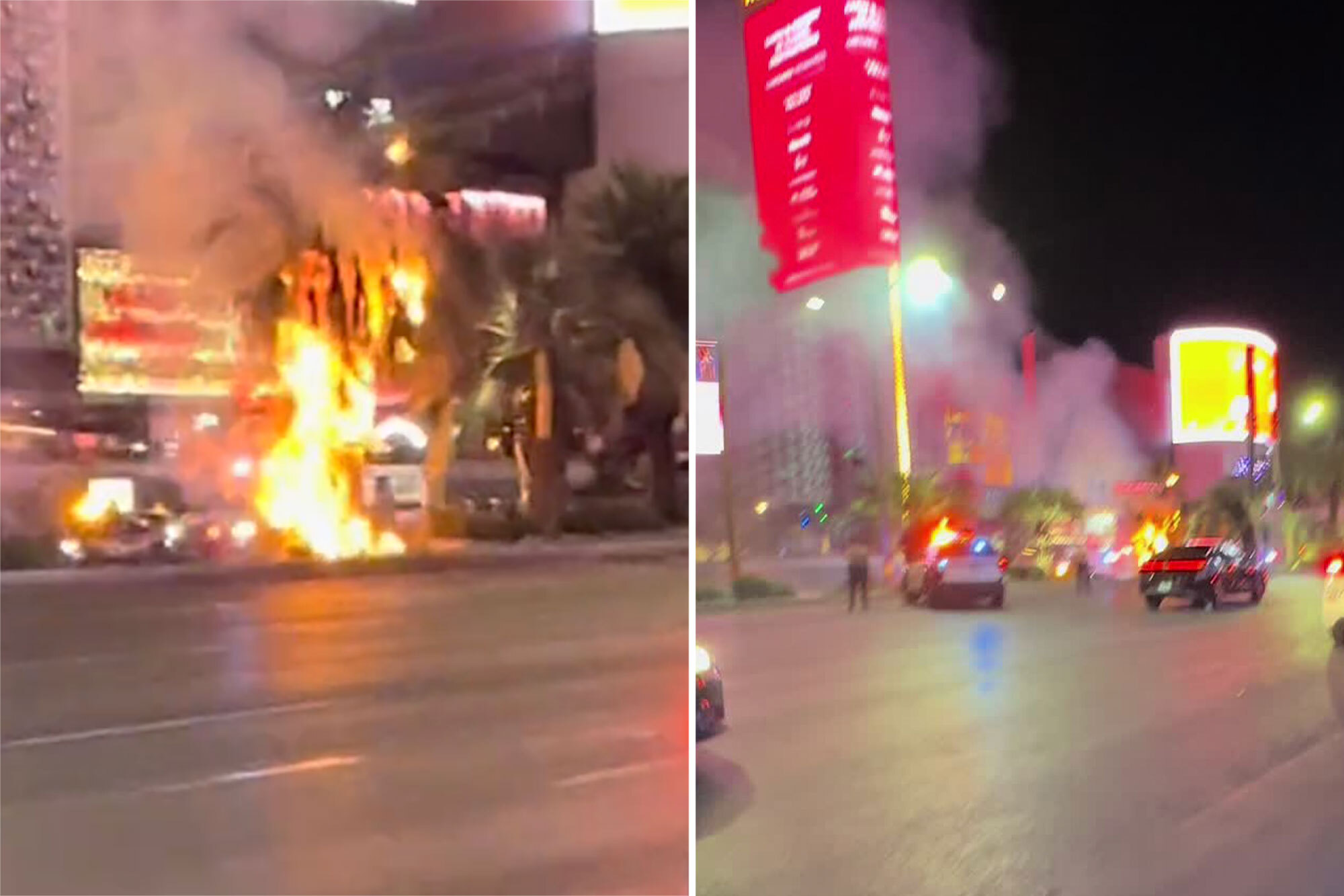 Fire erupts on Las Vegas Strip after apparent explosion: ‘Sounded like ...