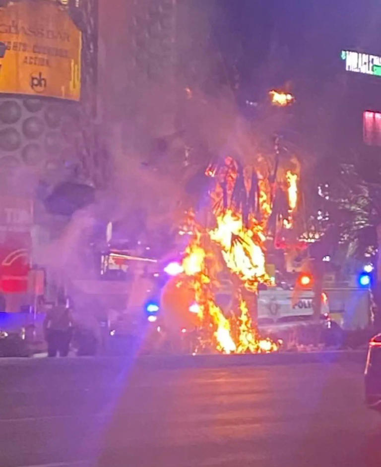 Fire erupts on Las Vegas Strip after apparent explosion: ‘Sounded like ...