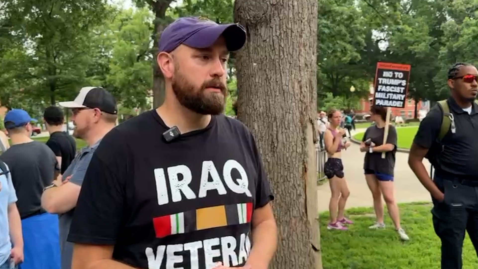 Iraq War veteran protests military parade