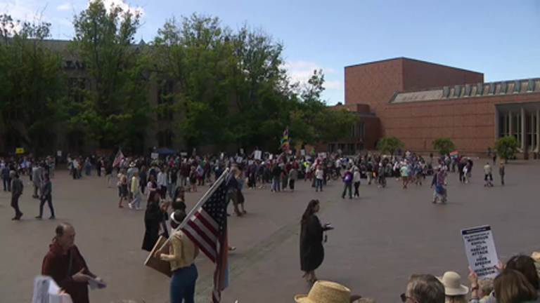 Tens of thousands gather at 'No Kings' protests in Seattle