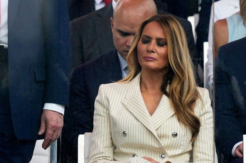 Melania appears to 'fall asleep' as Donald's $45m military parade begins