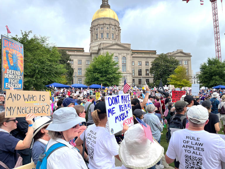 Thousands of ‘No Kings Day’ protestors gather in Downtown Atlanta