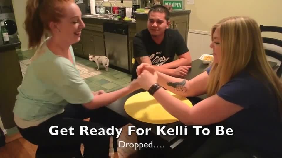 Girl Tricks Friend with Reverse Arm Wrestling Prank