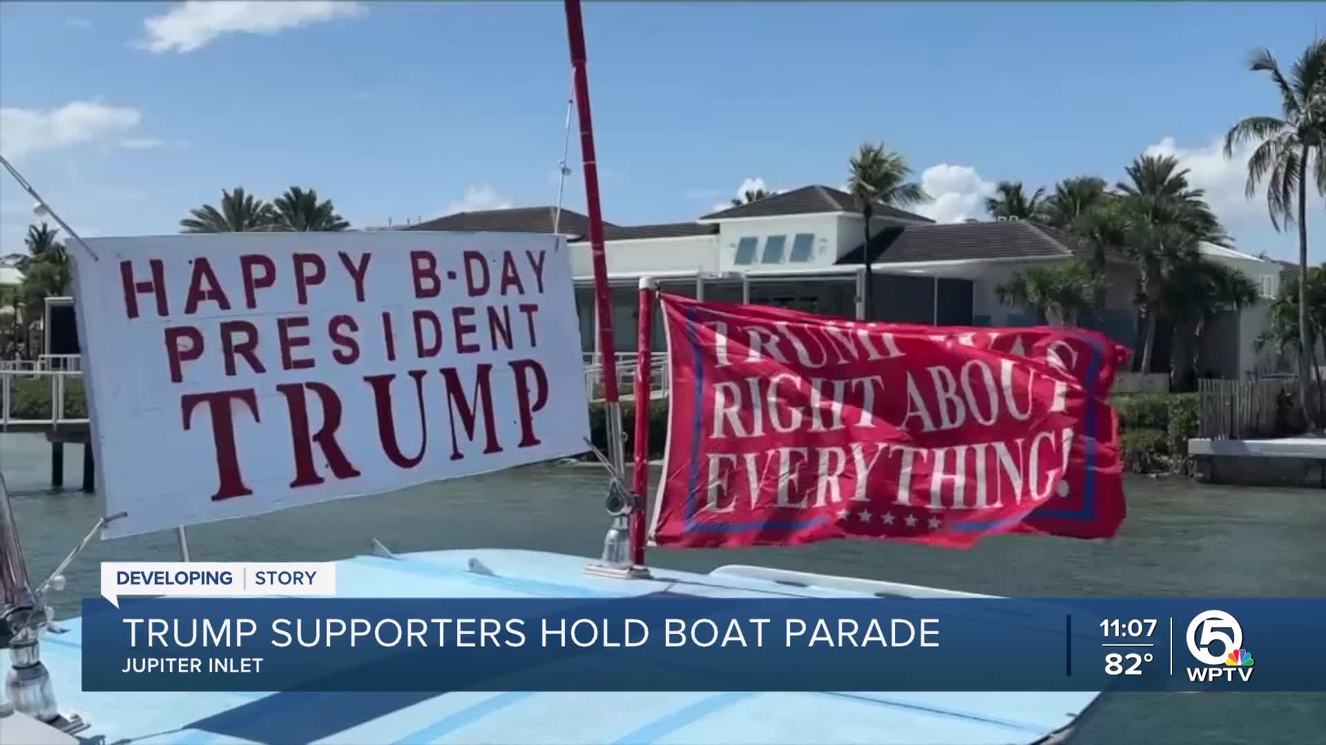 Trump supporters hold boat parade in Jupiter on president's 79th birthday