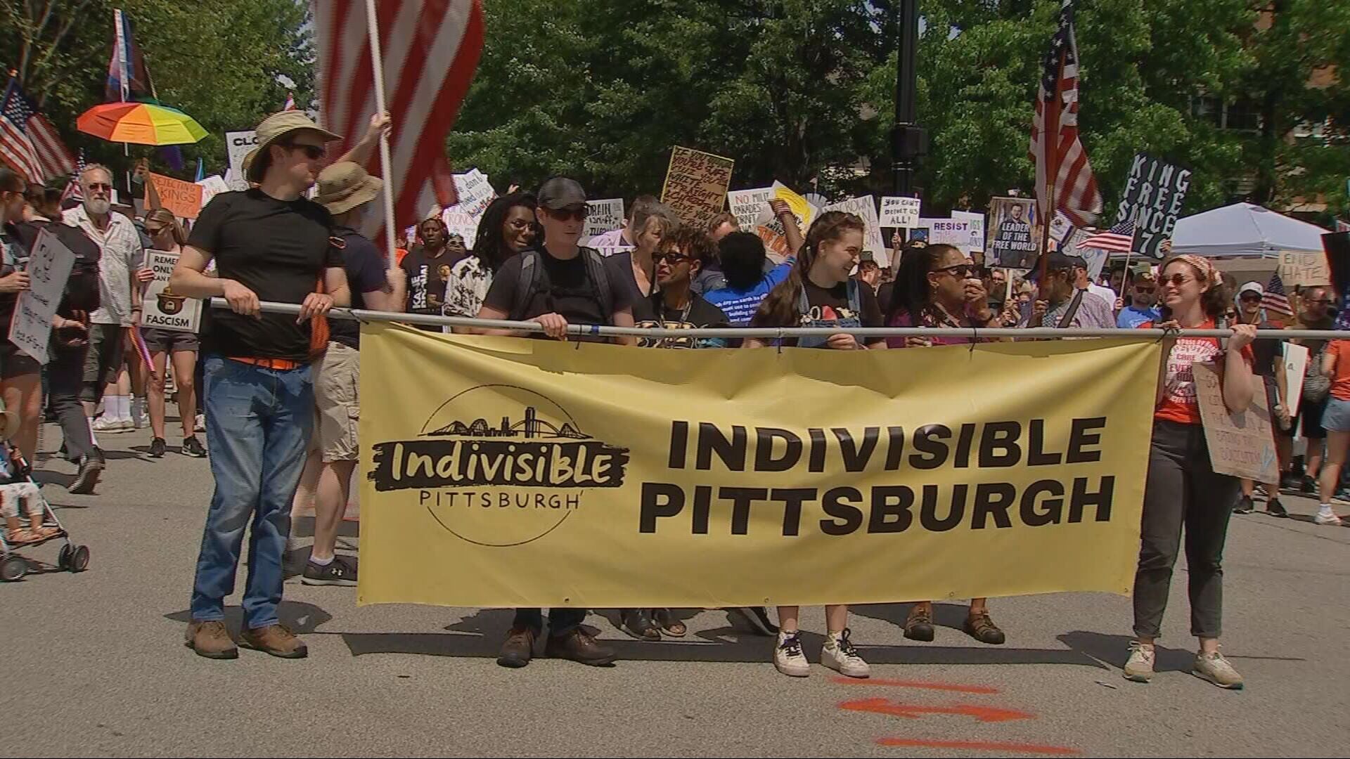 Protesters gather in Pittsburgh’s Freedom Corner for ‘No Kings’ protest