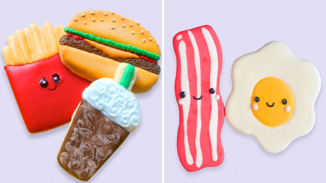 Cute Food-Themed Cookies 🍔🍟🥓 | Fun Cookie Decorating Ideas