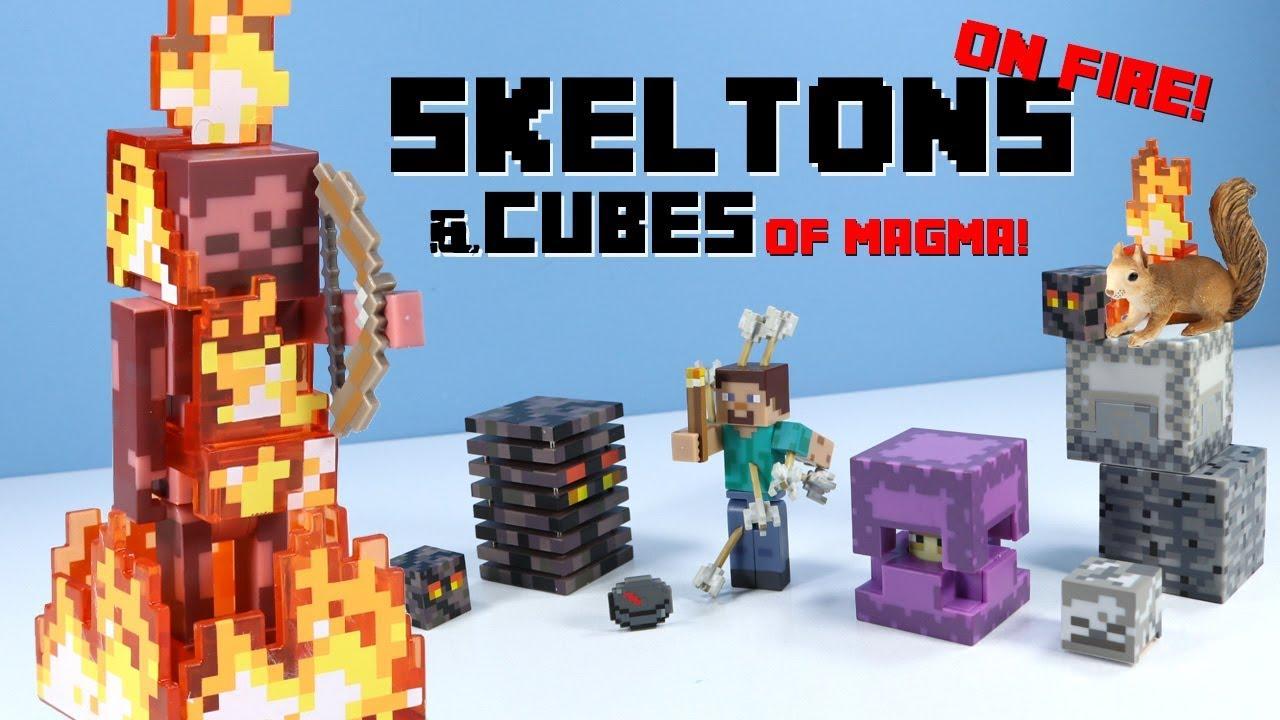 Minecraft Jazwares Series 4 Skeleton On Fire & Magma Cube & Shulker ...