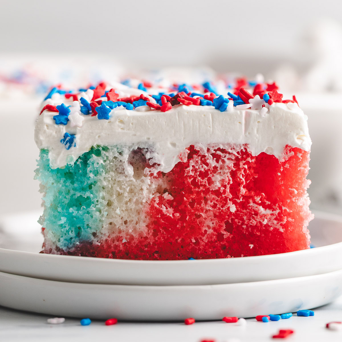 Red, White and Blue poke cake