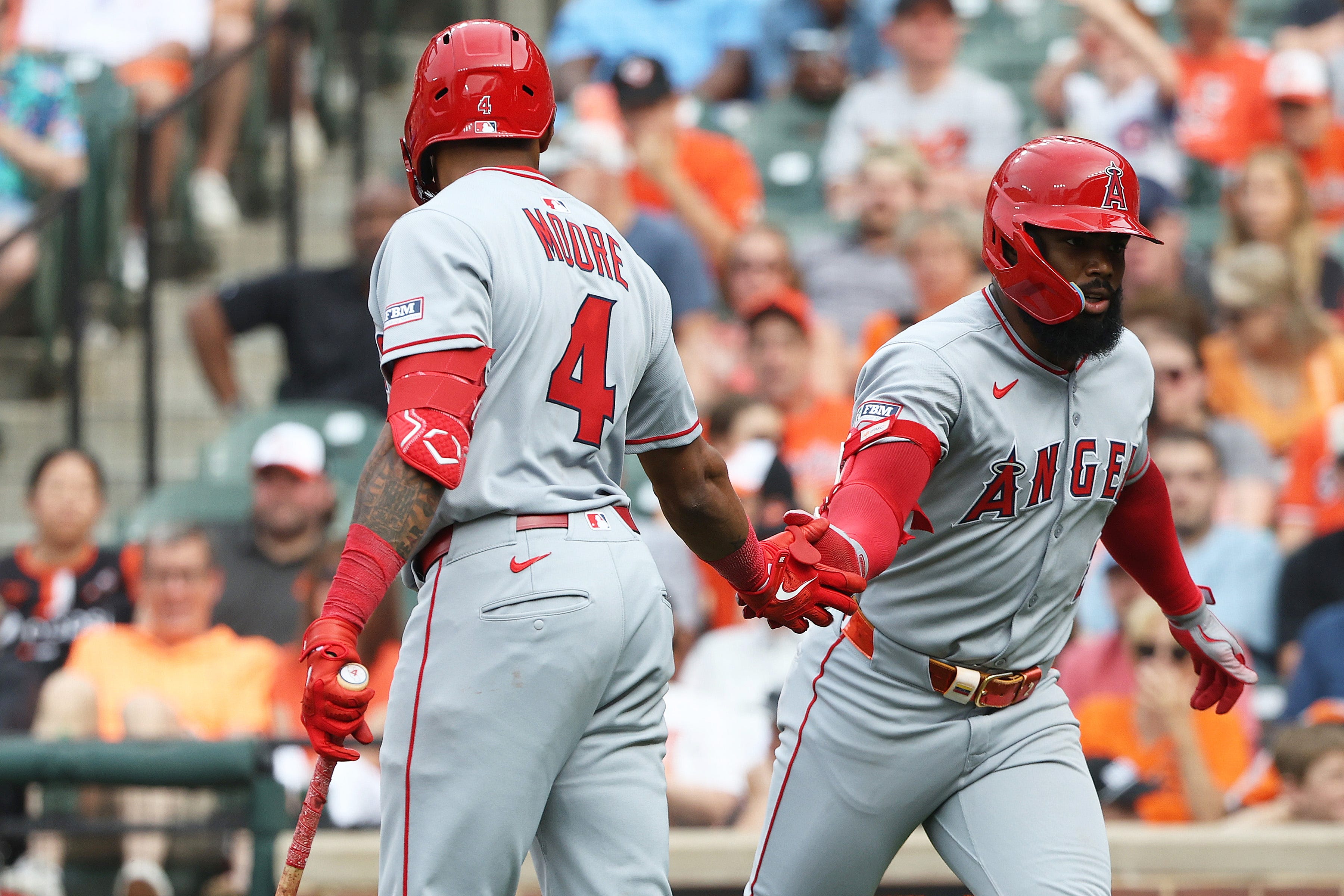Christian Moore reaches base for first time in MLB career