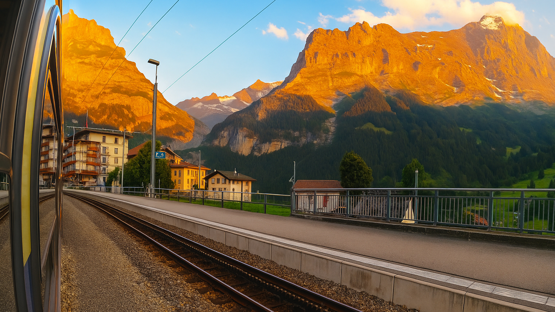 Grindelwald by Train at Sunset (4K) | Alpine Travel Experience in ...