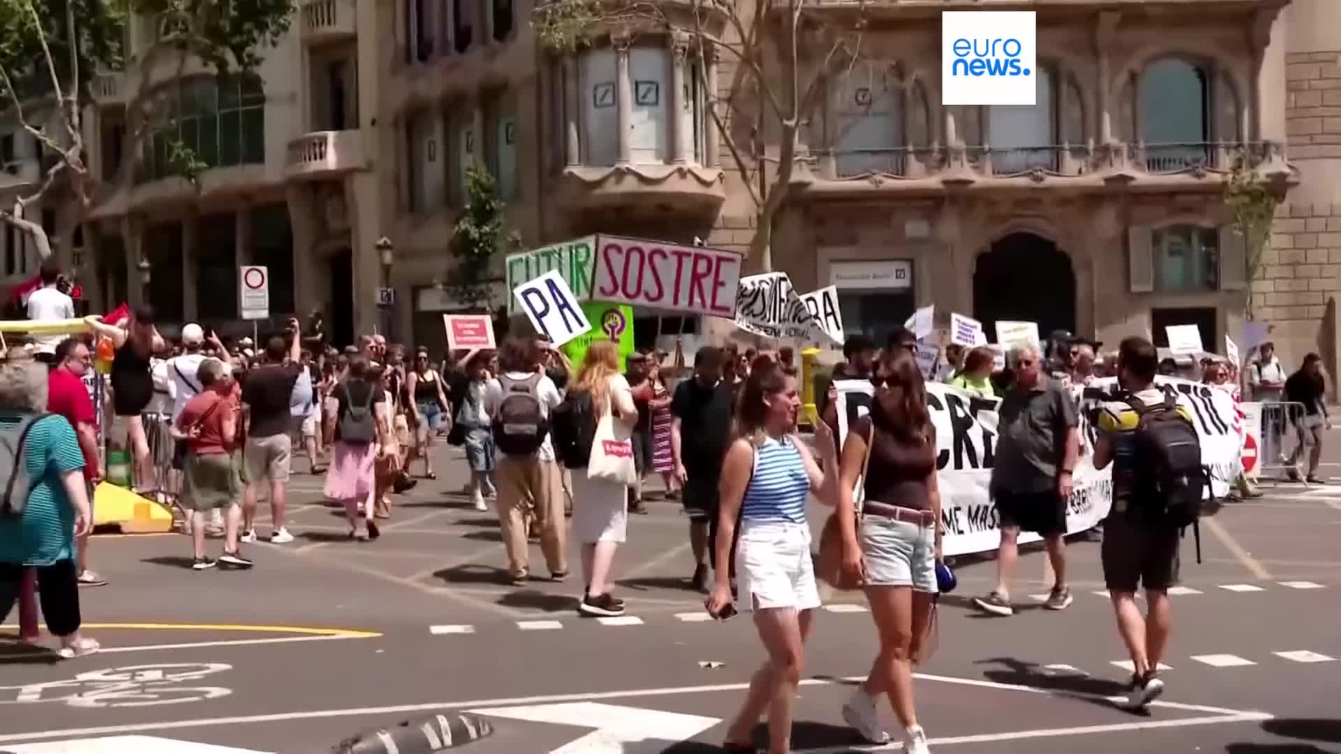 Hundreds gather in Barcelona to protest overtourism in southern Europe