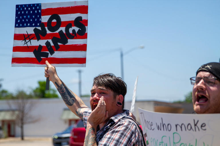 Protesters hold San Angelo 'No Kings' rally against President Donald ...
