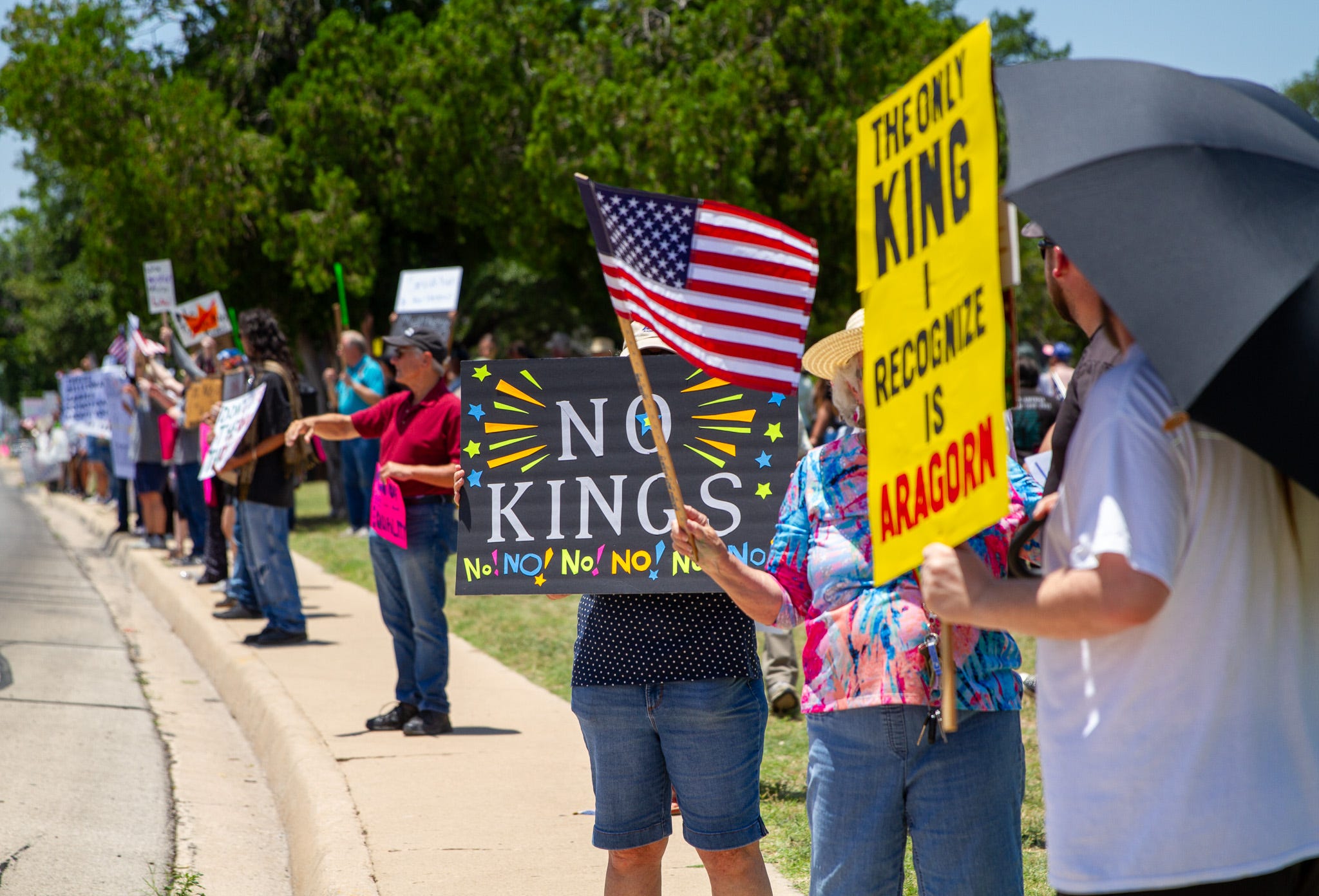 Protesters hold San Angelo 'No Kings' rally against President Donald ...