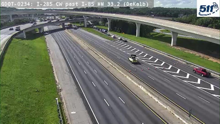 Traffic flowing on I-285 at I-85 near Spaghetti Junction in DeKalb ...
