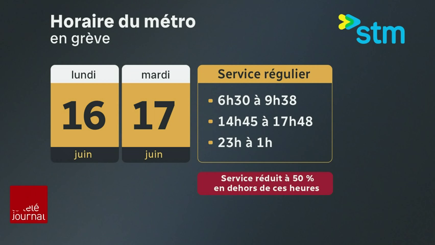 Le service de la STM réduit de 50 % lundi et mardi en dehors des heures ...