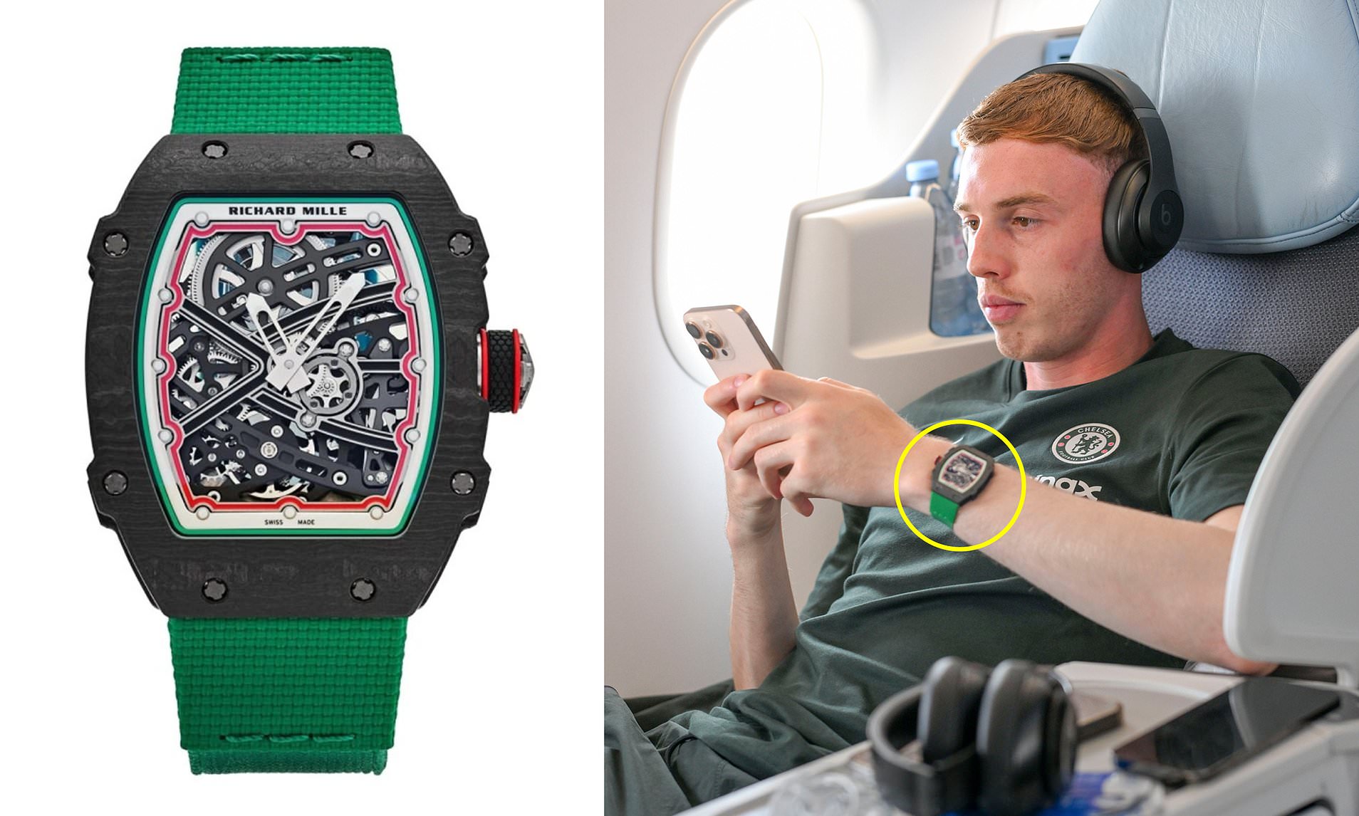 Cole Palmer sports Richard Mille watch worth £220k on flight